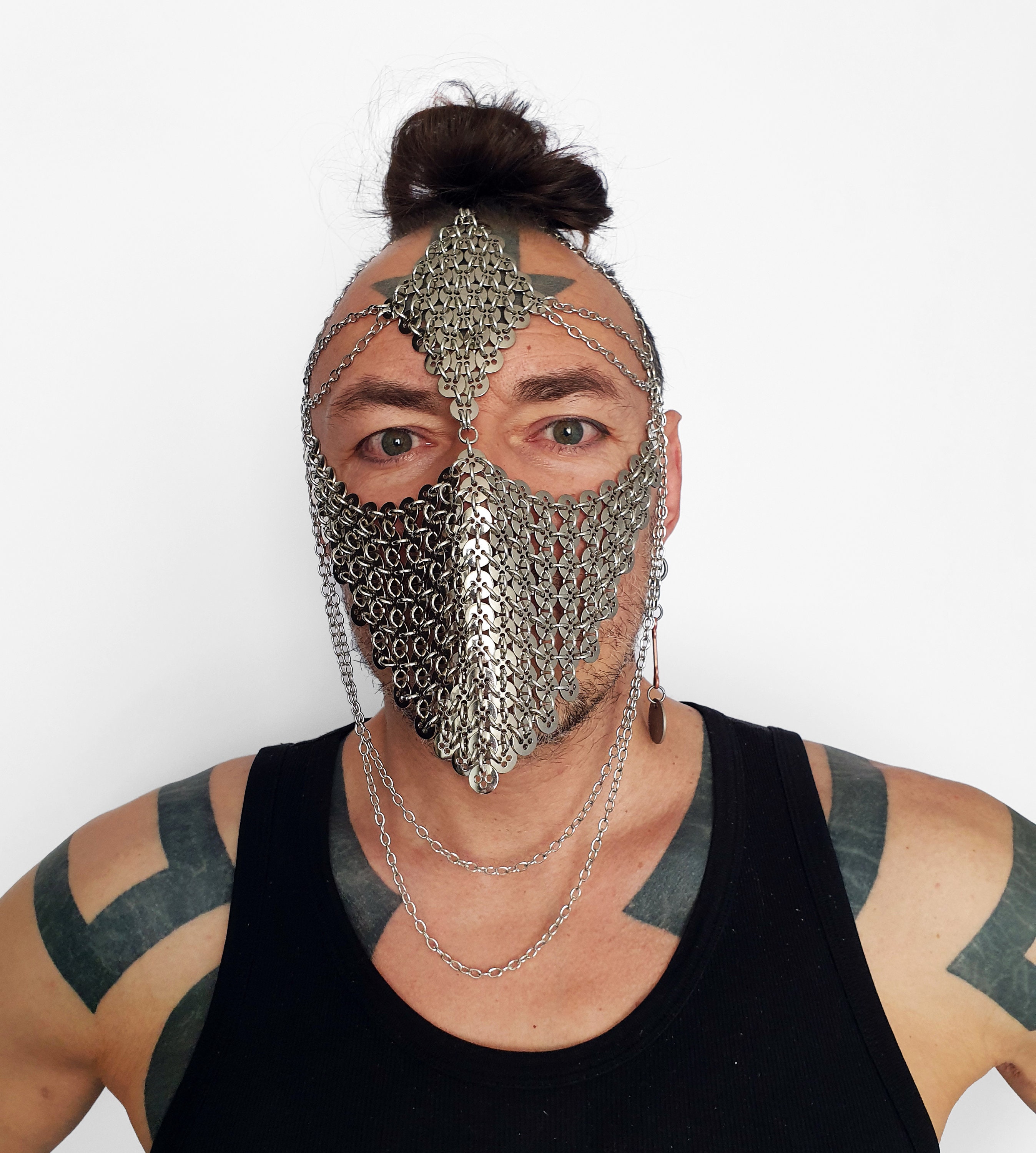 FACE CHAIN MASK argent Voile facial Chaîne de tête Masque | Etsy