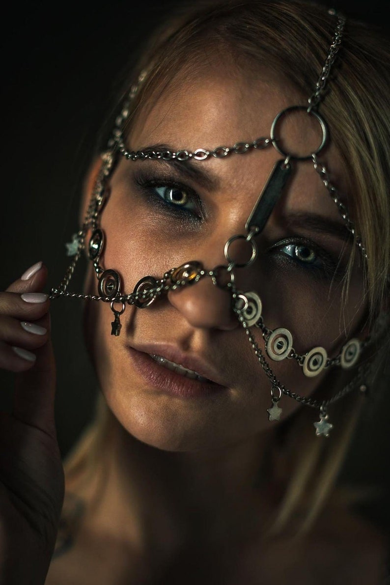 Face chain by ConanHorde FACE CHAIN MASK silver Face veil | Etsy