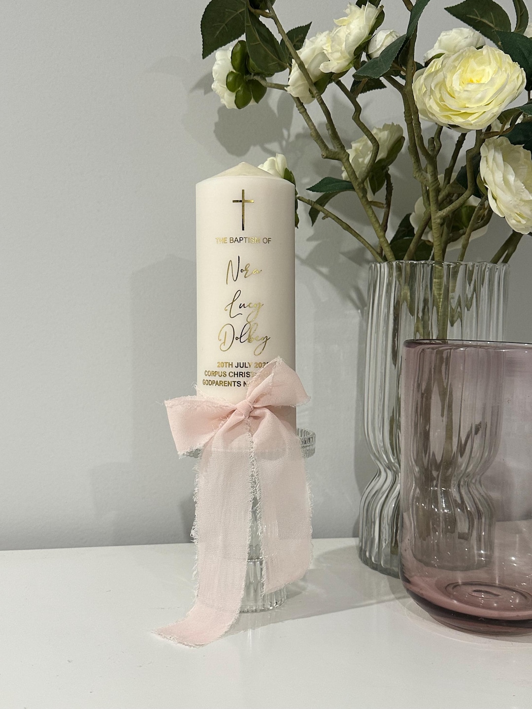 Personalized Baptism Candle: Christening, Memorial, Naming Day Keepsake ...
