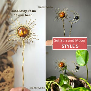 Sun and Moon Beaded Garden/ Potted Plant Stake/ Plant Trellis for ...