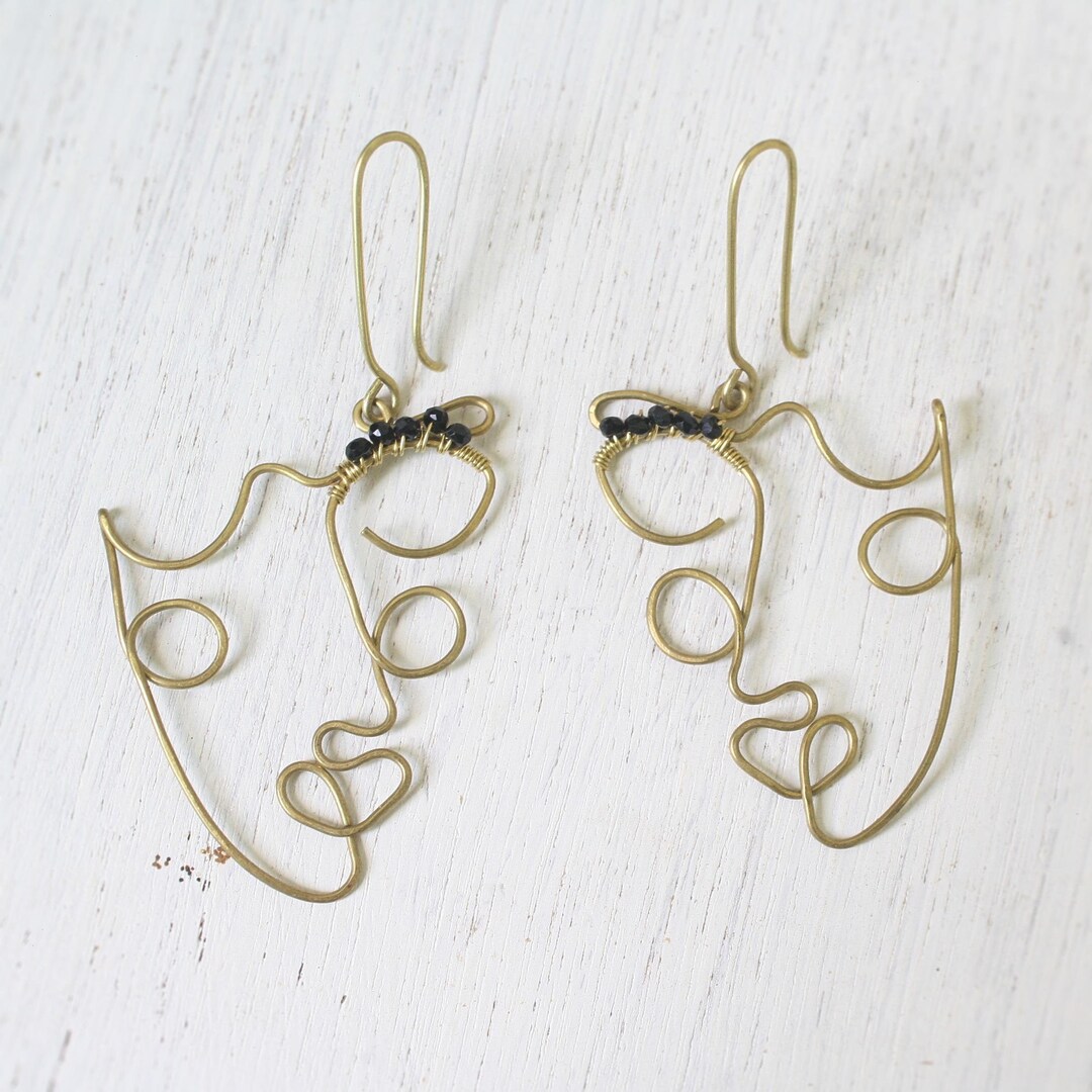 Abstract Face Earrings / Face Wire Earrings/ Abstract Earrings/ Picasso ...