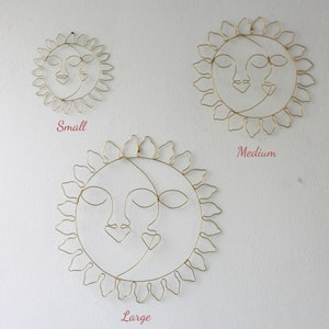 Sun and Moon Wall Hanging Bedroom Decor/ Boho Home Decor/ Wire Sun and ...