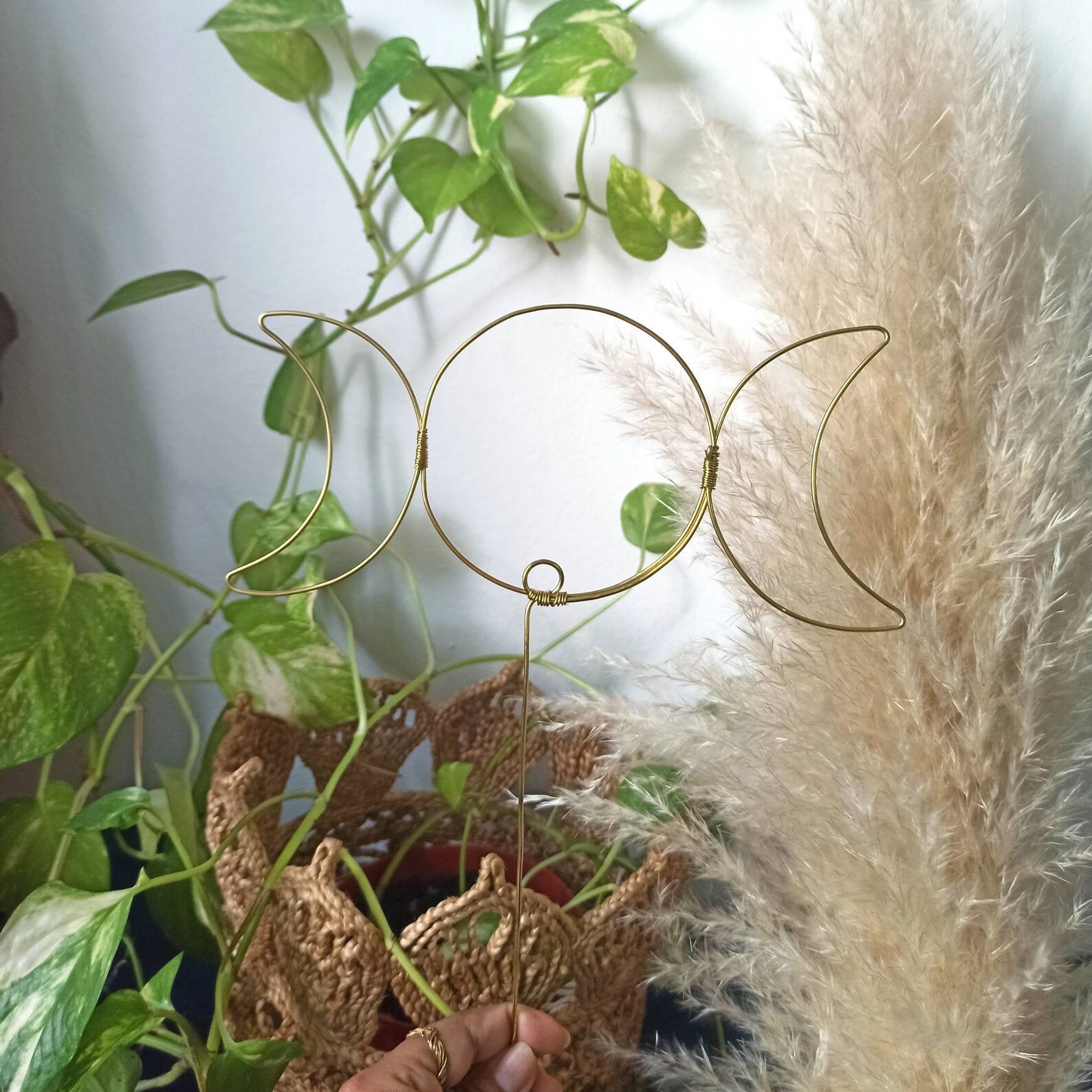 Triple Moon Goddess Plant Trellis for Indoor Plant/ Wire Trellis / Moon ...