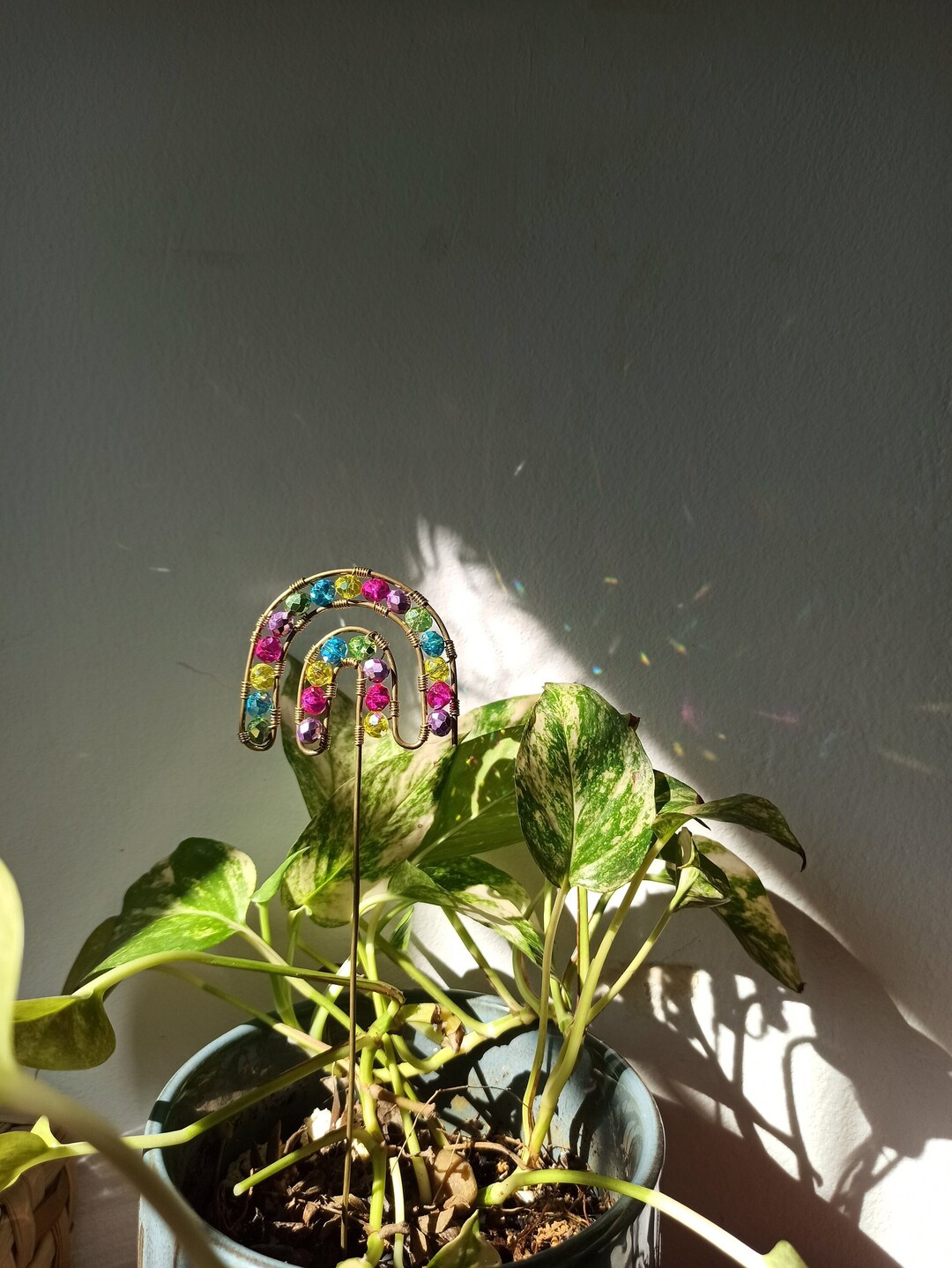 Groovy Rainbow Beaded Plant Trellis for Indoor Plant / Potted Plant ...