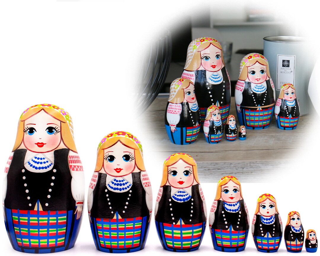 Belorussian Nesting Dolls in Folk Clothes Set 7 Pcs Matryoshka Dolls in ...