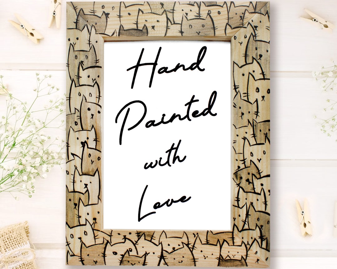 Natural Wood 4x6 Picture Frame for Cat Lovers Kitten Themed Picture ...