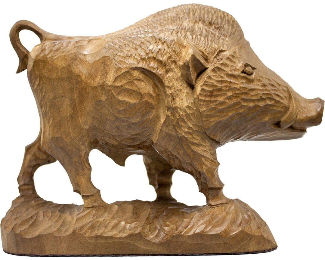 Rustic Hand Carved Wooden Boar Figurine Wild Animal - Etsy