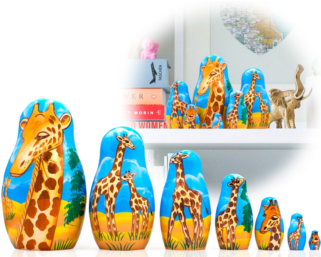 Giraffe Nesting Dolls Set of 7 Pcs Animals Nesting Dolls - Etsy