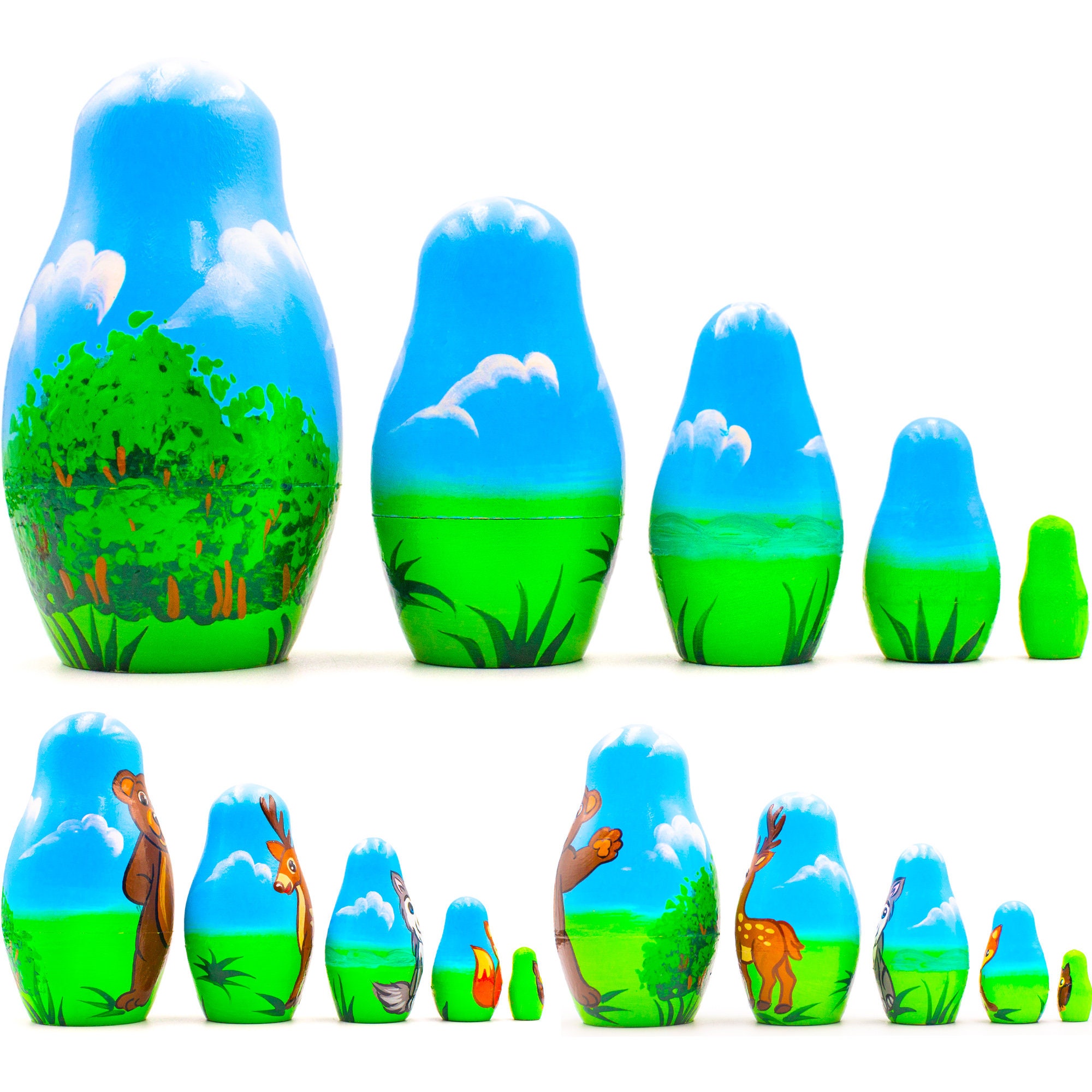 Wild Animals Nesting Dolls Set of 5 Pcs Forest Animals - Etsy