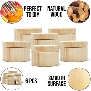 Mini Wooden Round Boxes With Lid 6 Pcs Blank Storage Wood - Etsy
