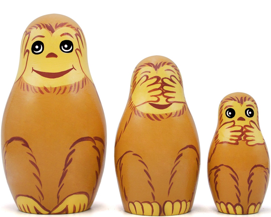 Monkey Nesting Dolls Set 3 Pcs Monkey Decor Russian - Etsy