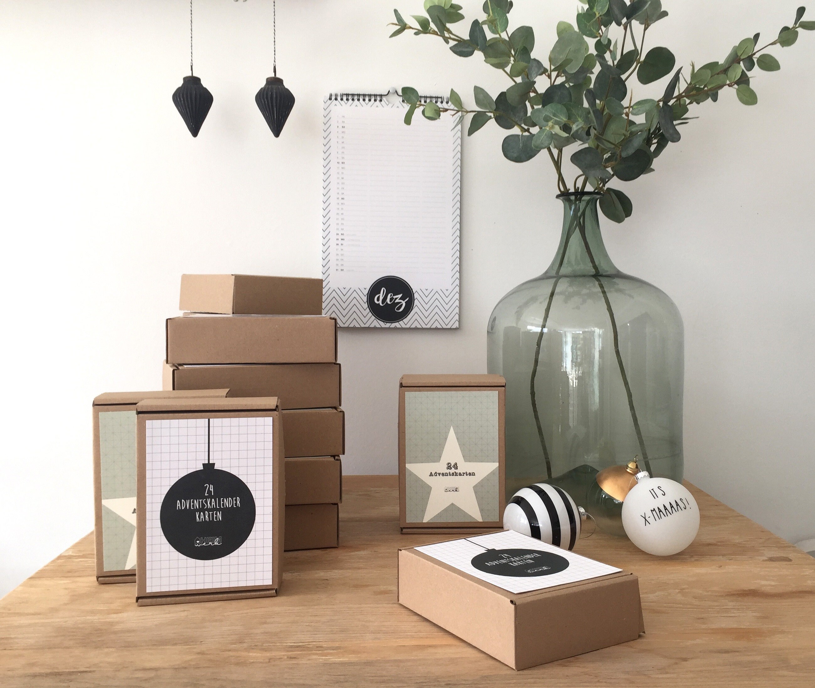 24 Advent Calendar Cards Black&white - Etsy