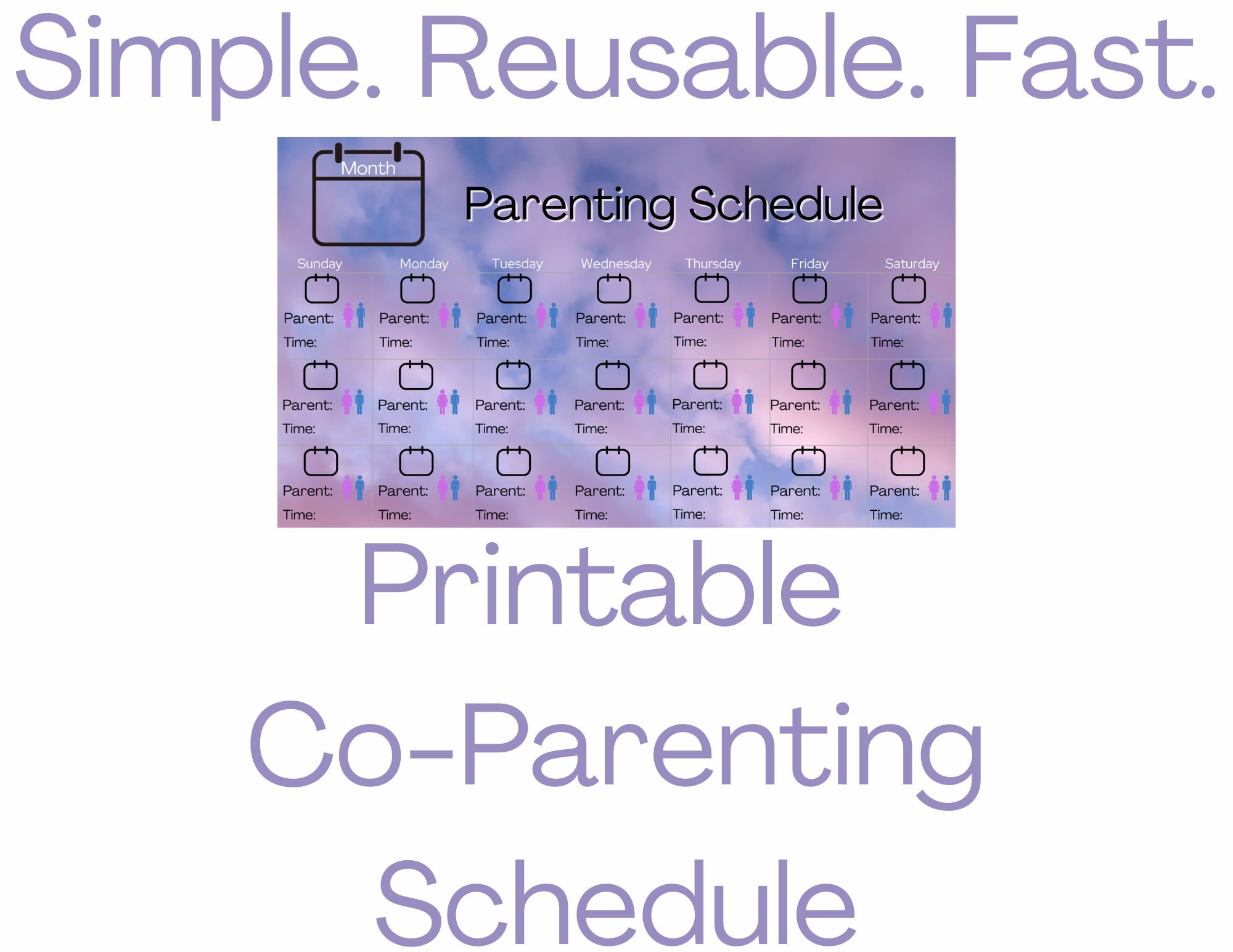Child Custody Schedule, Co-parenting Planner, School Schedule Organizer ...