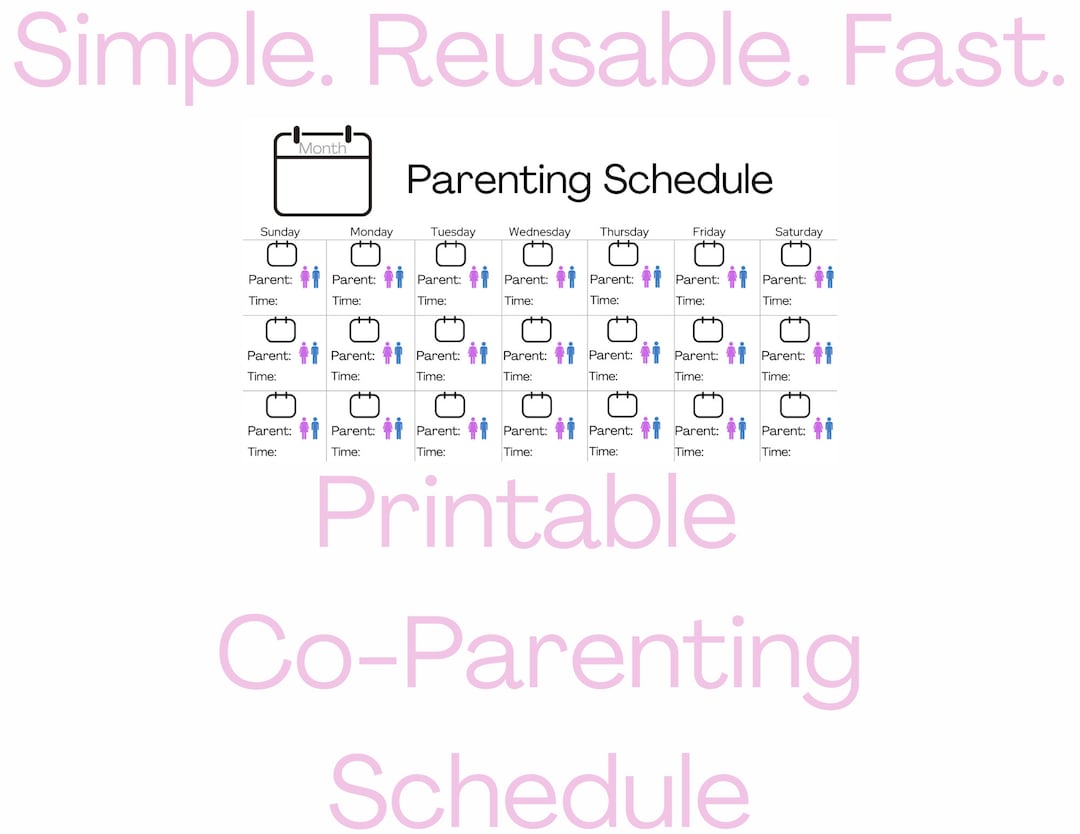 Child Custody Schedule, Co-parenting Planner, School Schedule Organizer ...