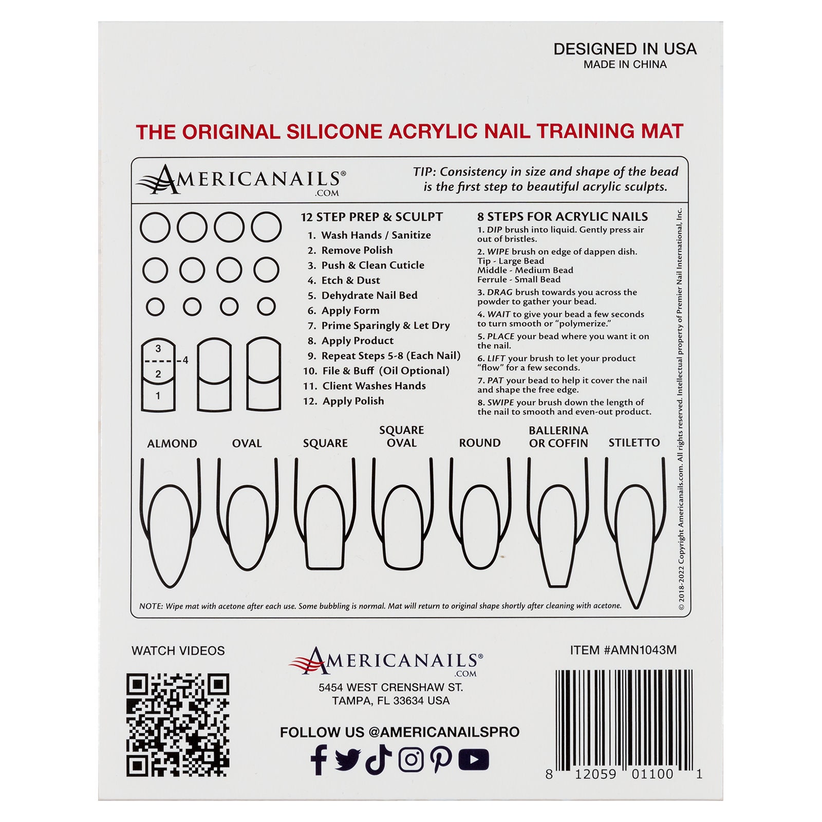 Americanails Mini Acrylic Nail Training Mat, Silicone Trainer Sheet for ...