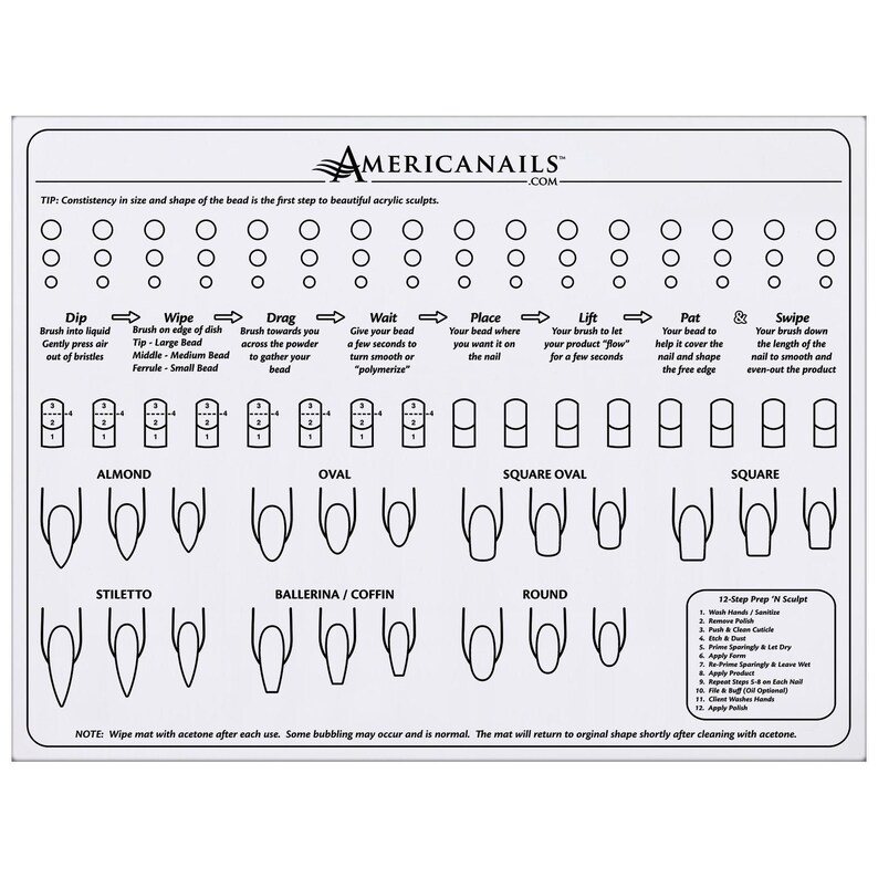 Americanails Silicona Nail Tech Acrílico Nail Training Mat, Acrylic ...
