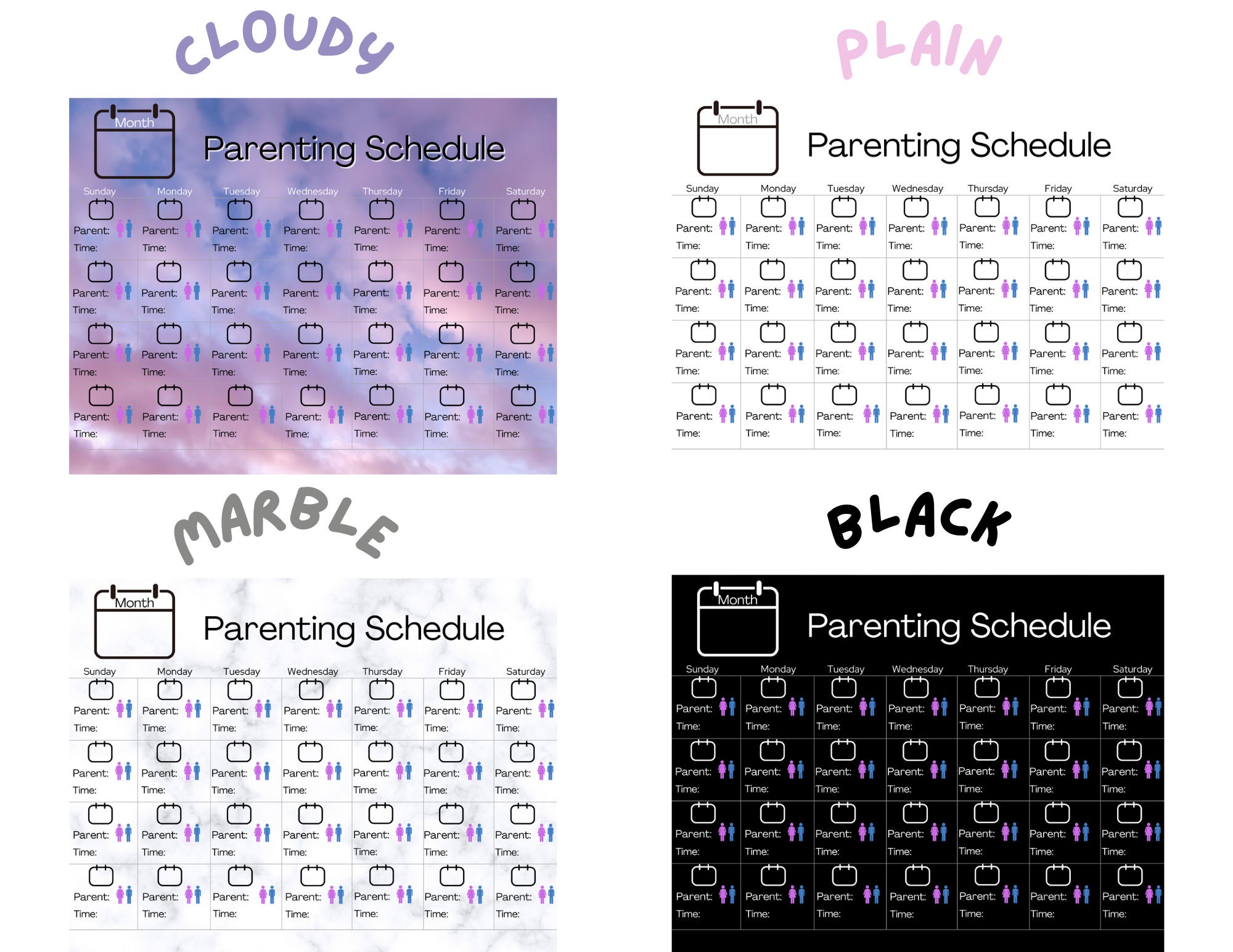 Child Custody Schedule, Co-parenting Planner, School Schedule Organizer, Reusable Schedule ...