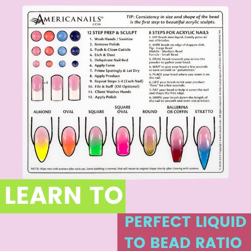 Americanails Mini Acrylic Nail Training Mat, Silicone Trainer Sheet for ...