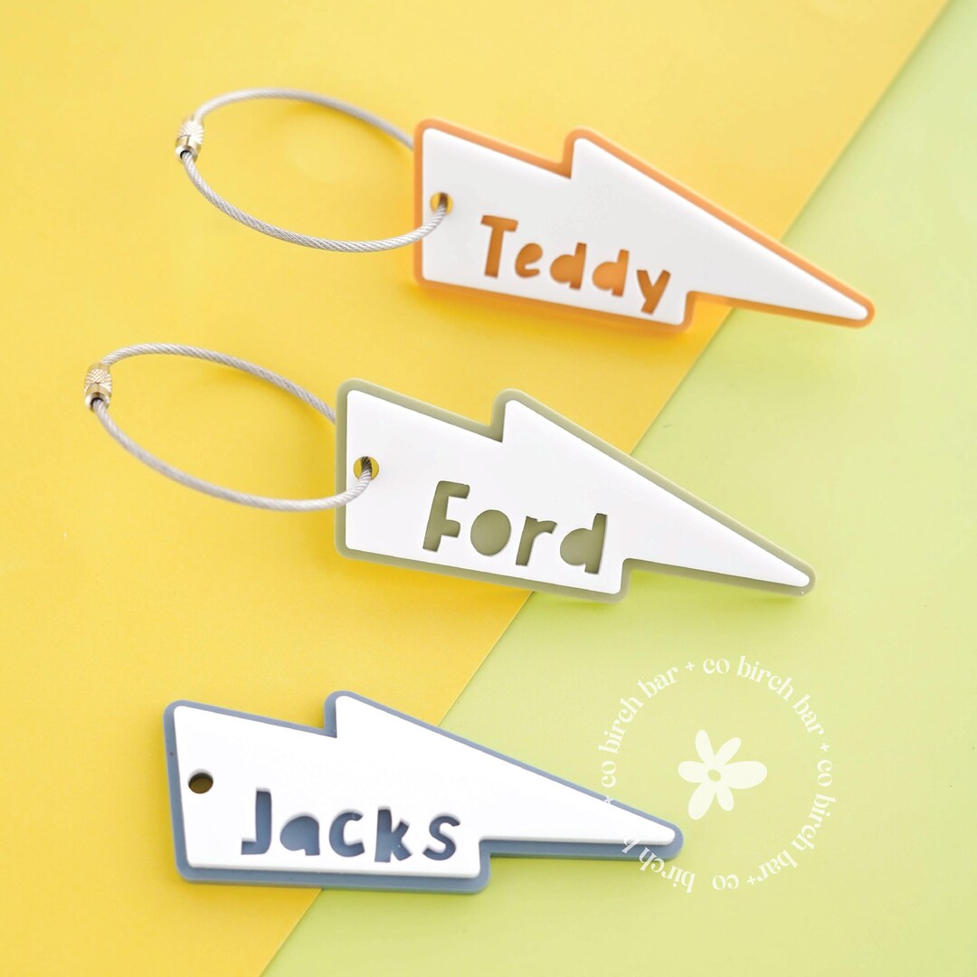 Lightning Bolt Bag Tag 3D Key Chain Acrylic Name Tag Lightning Bag Tag ...