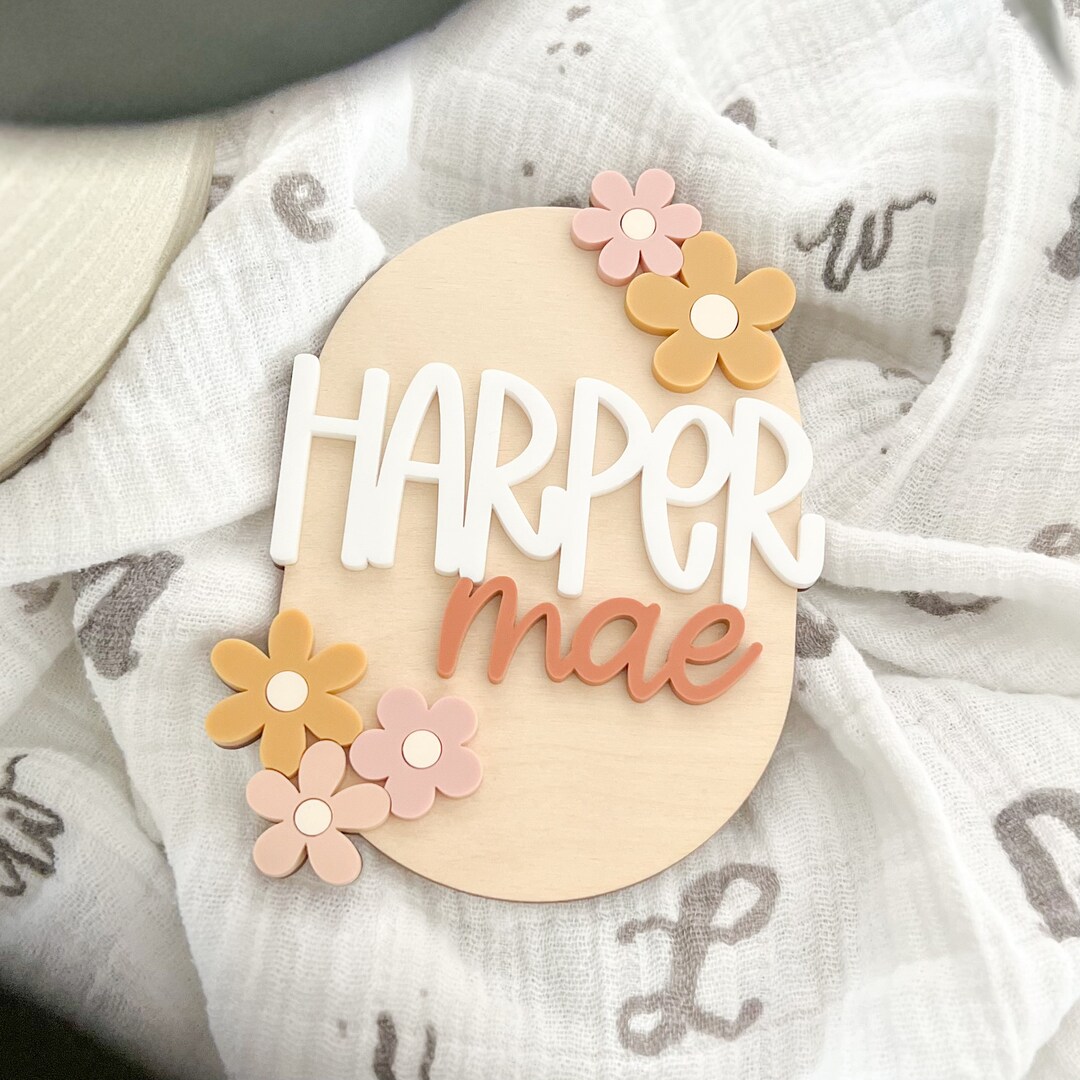 Baby Name Sign Hello My Name is Sign Name Announcement Retro Name Sign ...