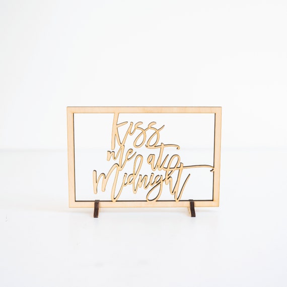 Kiss Me At Midnight Sign New Years Eve Wedding Rustic | Etsy
