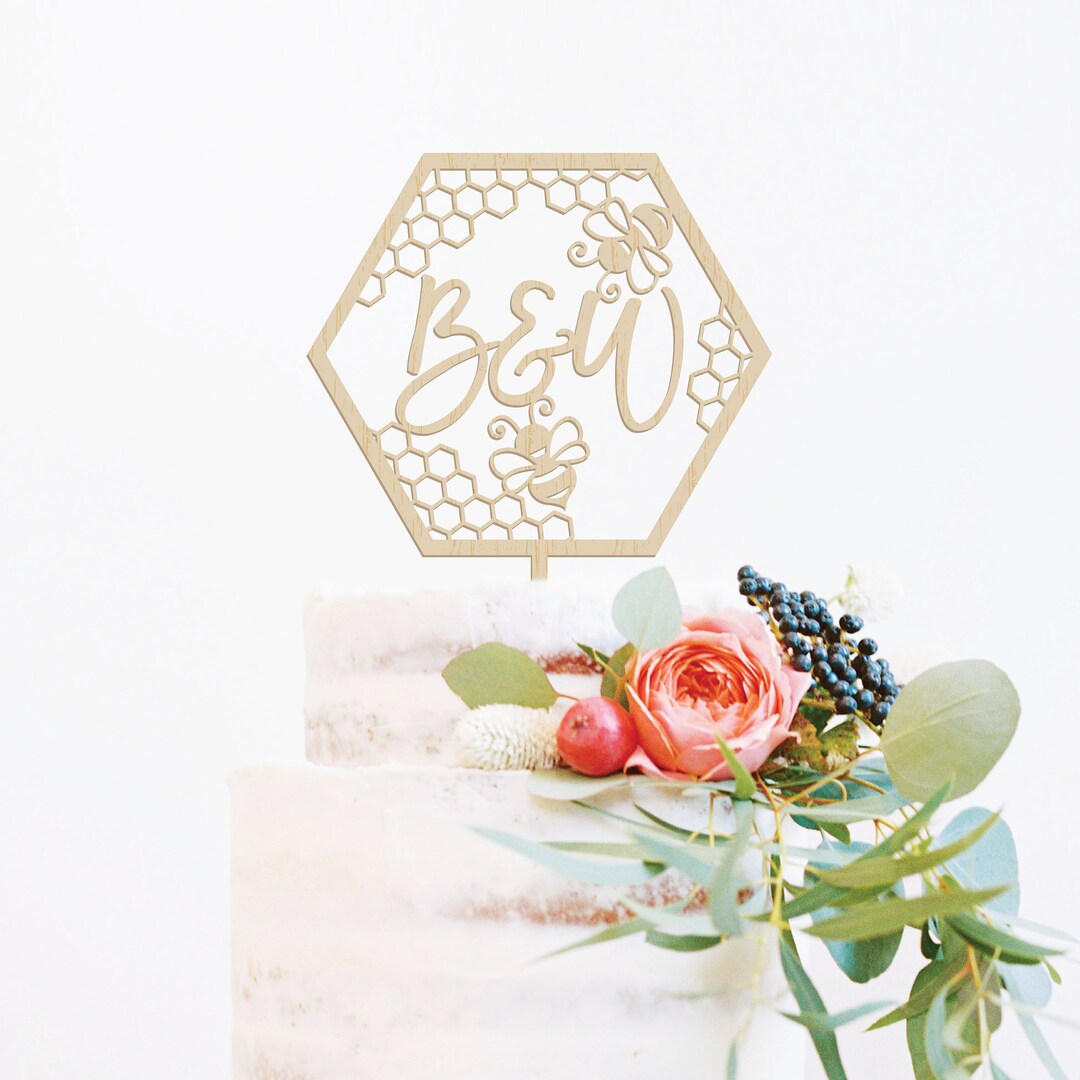 Wedding Cake Topper Custom Bee Wedding Cake Topper Monogram Cake Topper ...