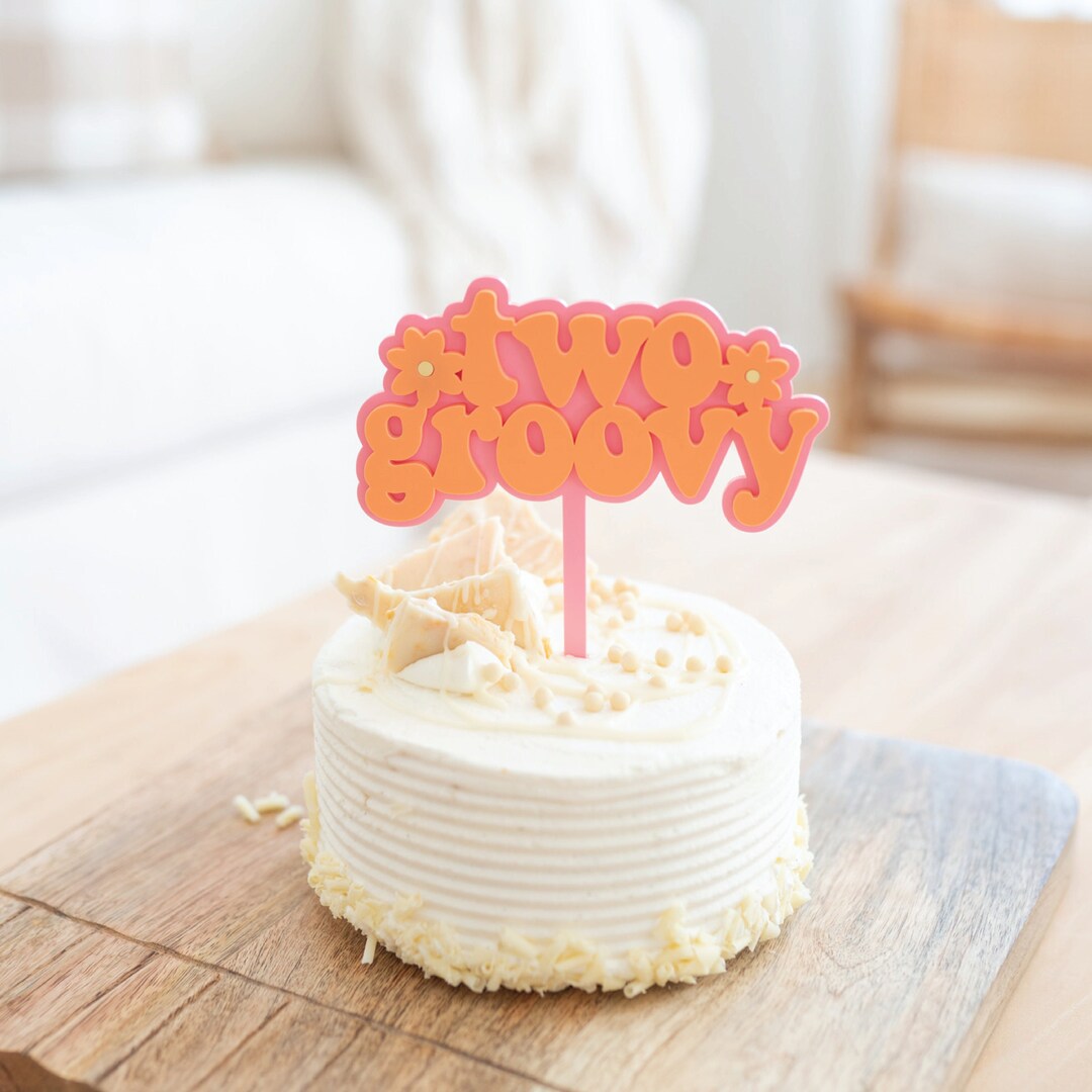 Two Groovy Cake Topper Daisy Cake Topper 2nd Birthday Cake Topper Retro ...