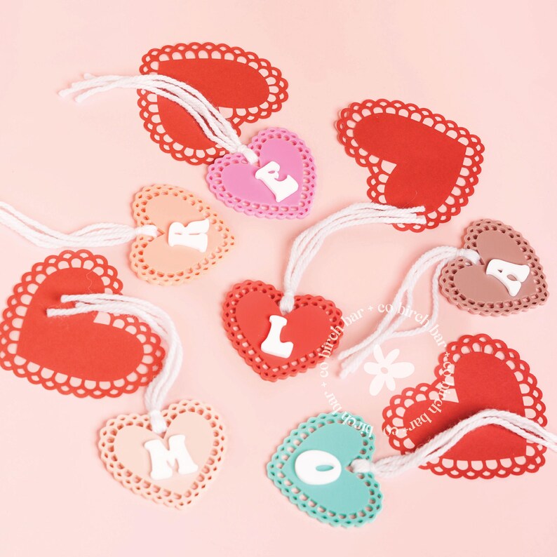 Mini Scallop Heart Tag Heart Tag Valentine's Basket Tags Valentine's ...