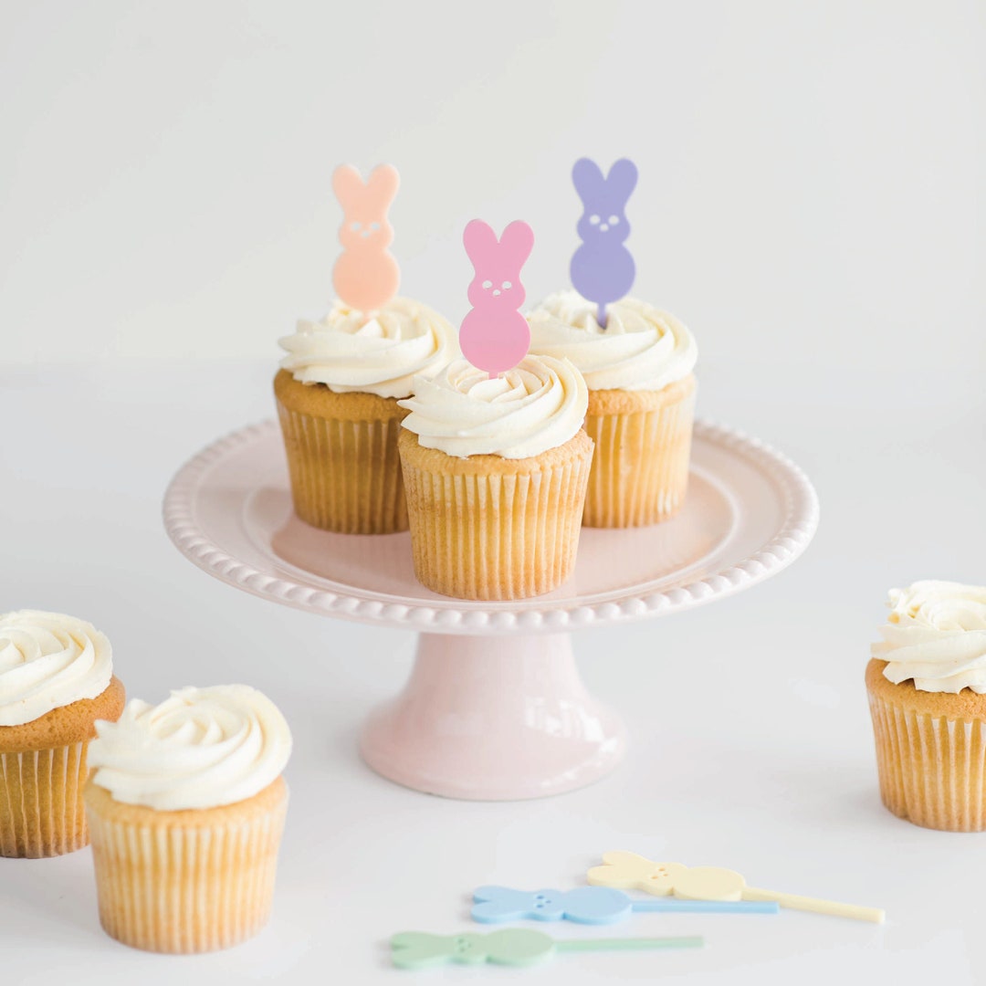 Acrylic Bunny Cupcake Toppers Easter Decorations Bunny Picks Easter ...