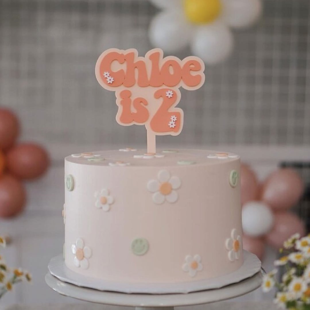 Personalized Groovy Cake Topper Retro Cake Topper Daisy Cake Topper ...