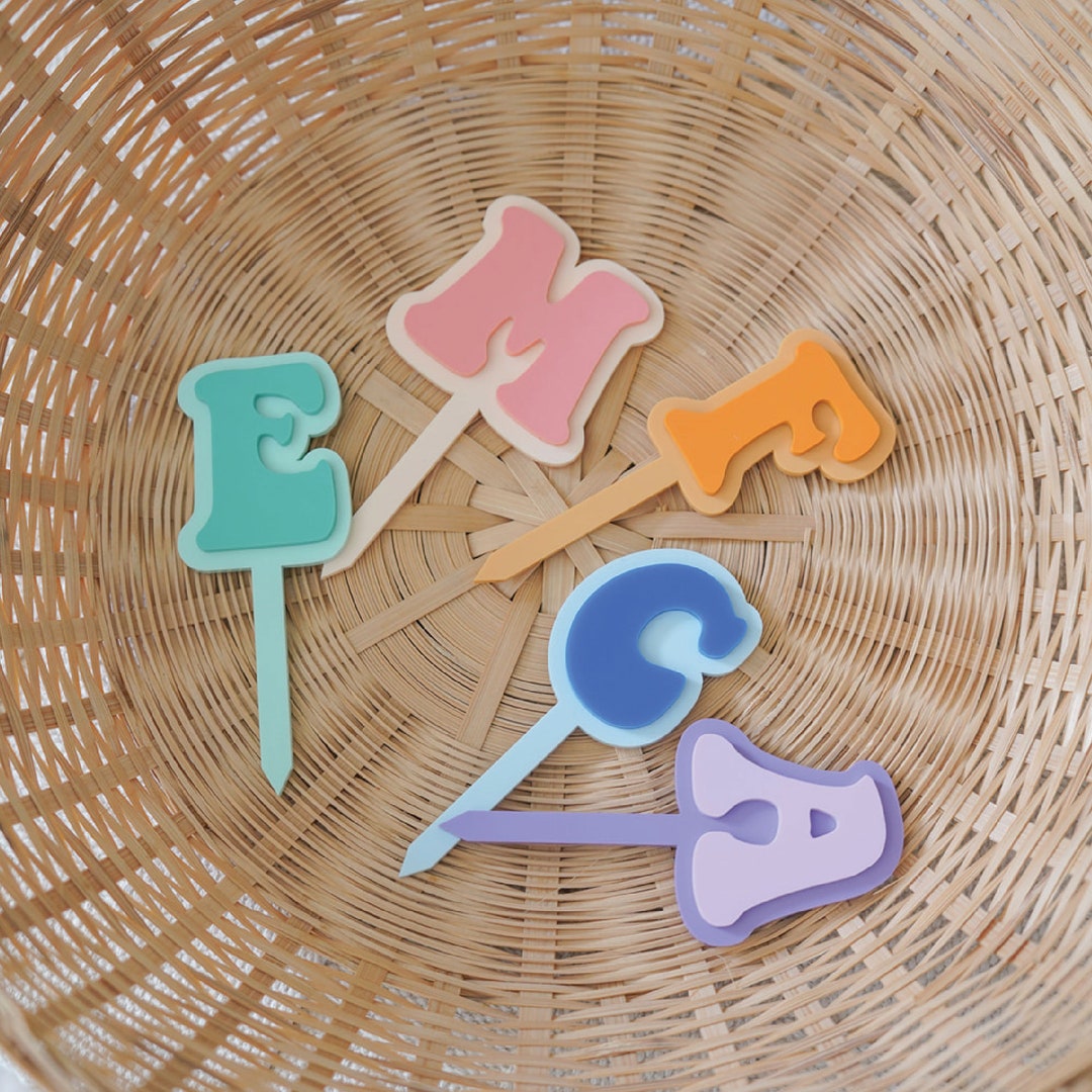 Letter Cupcake Toppers Retro Cupcake Toppers Personalized Cupcake ...