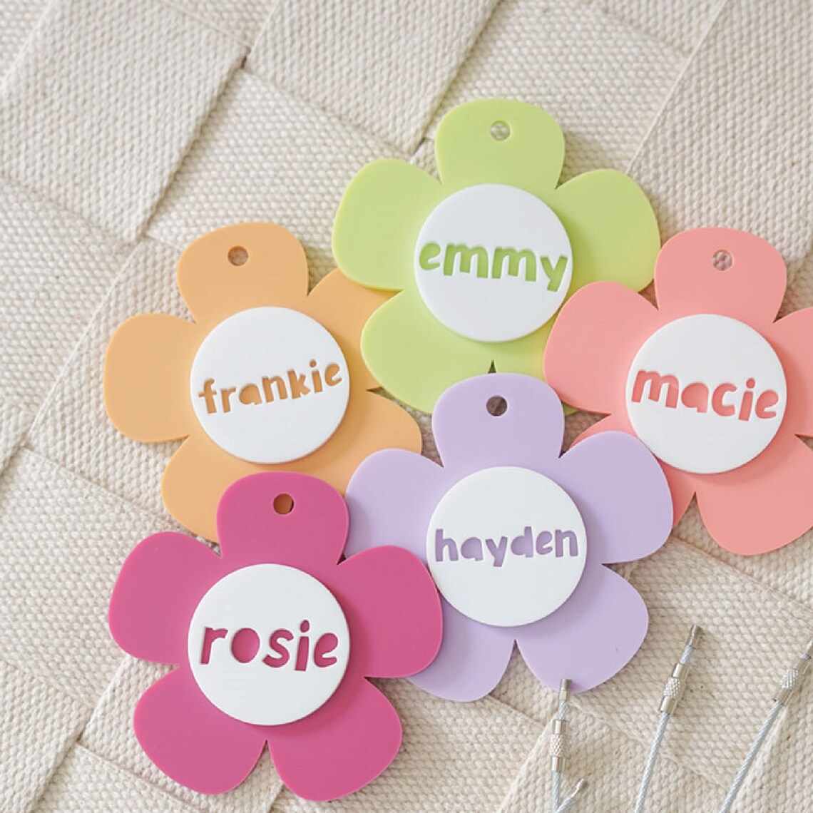Daisy Bag Tag Acrylic Bag Tag Kids Backpack Tag Lunch Box Bag Tag Retro ...