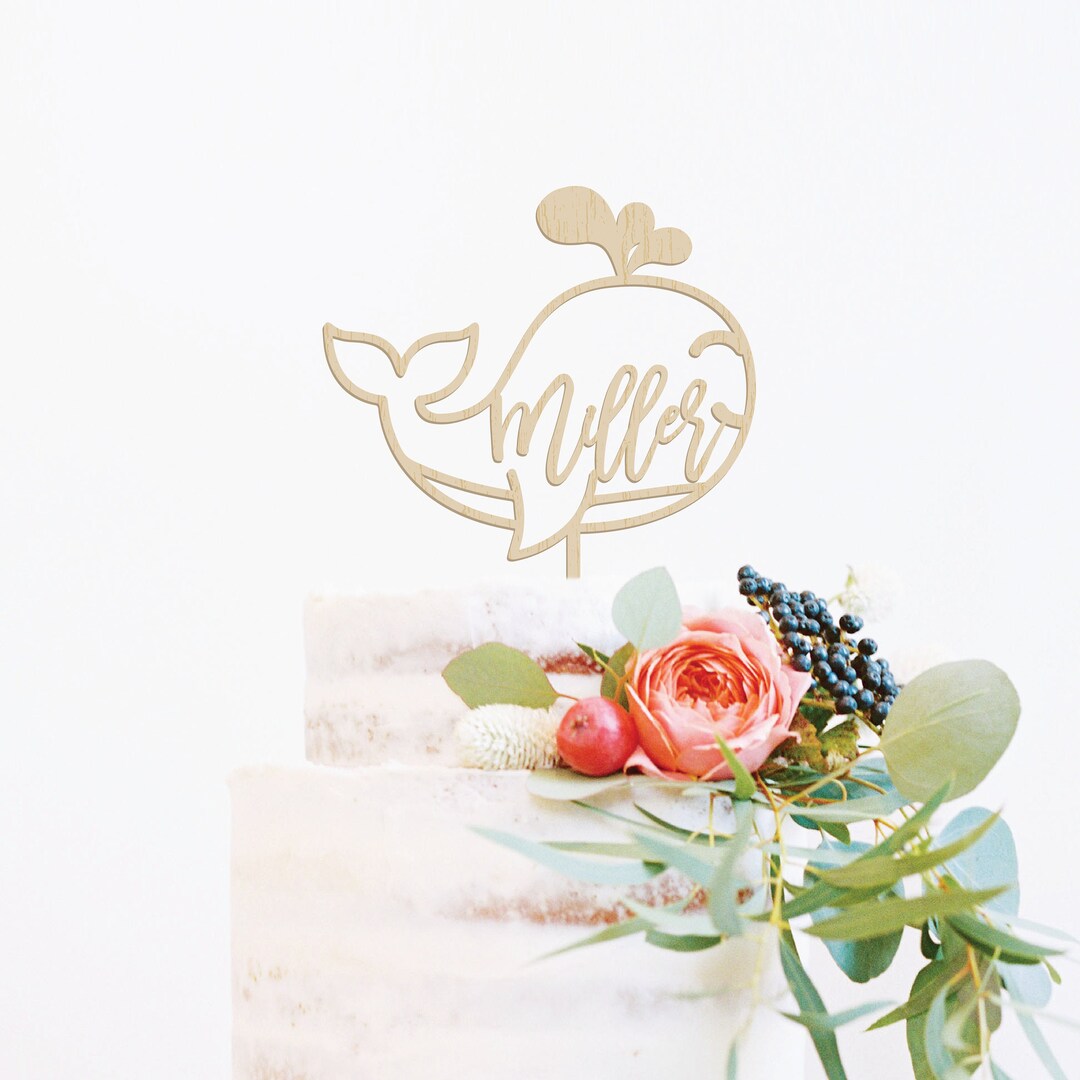 Whale Cake Topper Custom Name Cake Topper Under the Sea Beach Cake ...