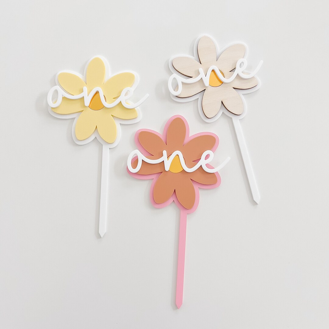 Daisy One Cake Topper First Birthday Party Decor Cake Smash Topper ...