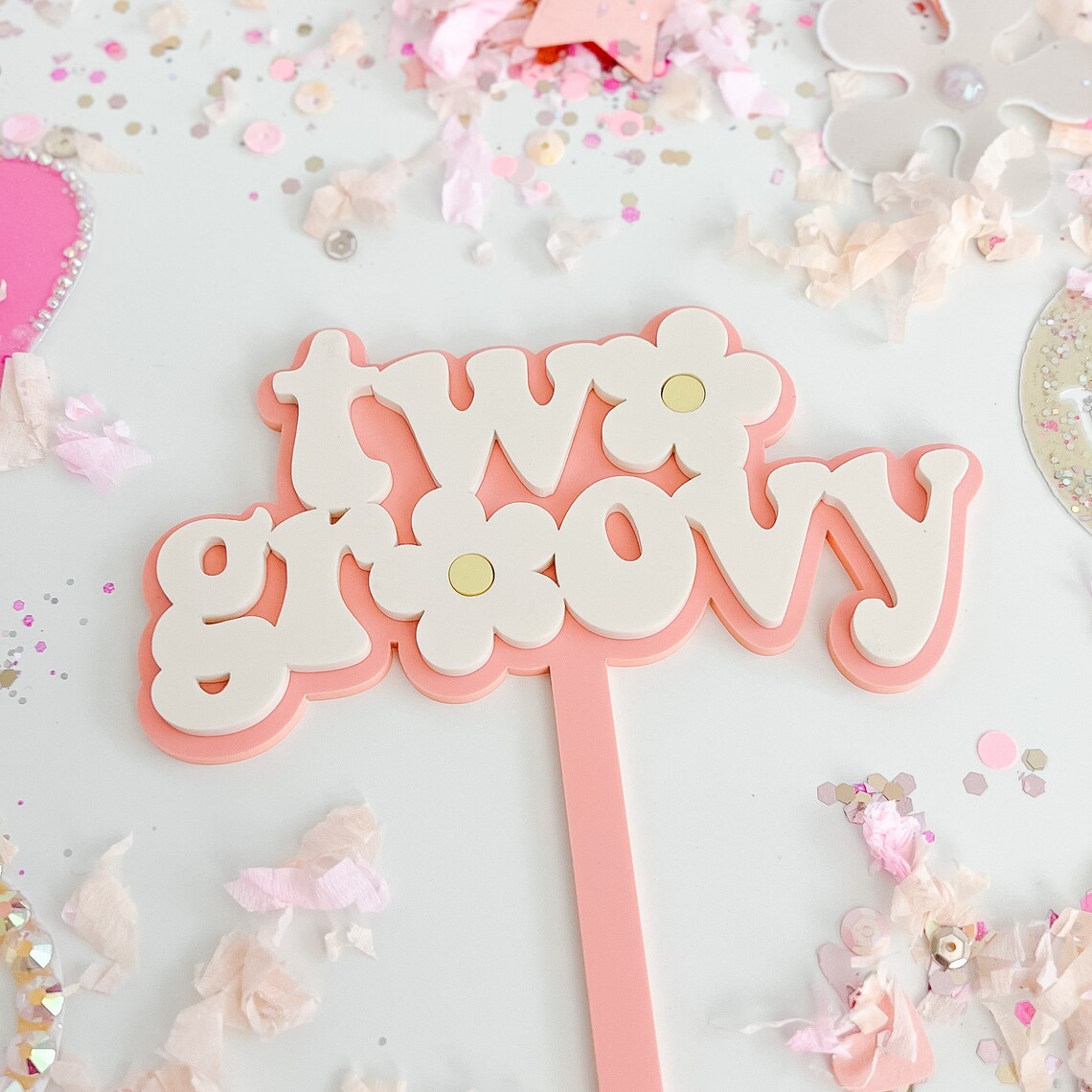 Two Groovy Cake Topper Retro Cake Topper Daisy Cake Topper 2nd Birthday ...
