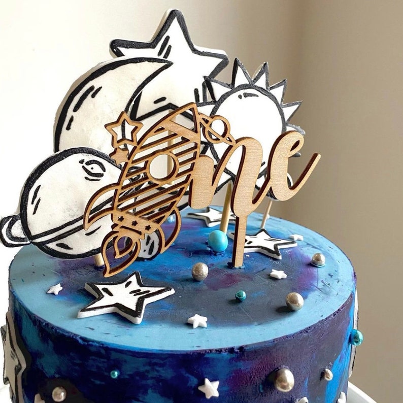 1st Birthday Cake Topper Space Birthday Party One Cake - Etsy