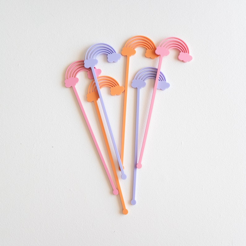 Rainbow Stir Sticks Swizzle Sticks Rainbow Birthday Party - Etsy