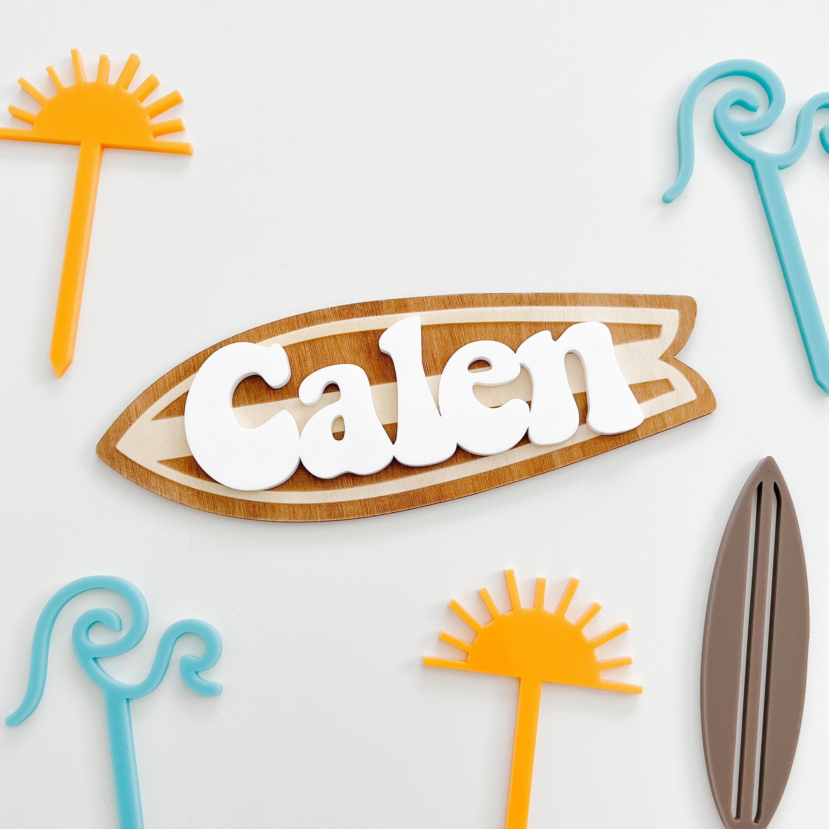 Wooden Engraved Custom Name Sign Surfer Baby Announcement - Etsy