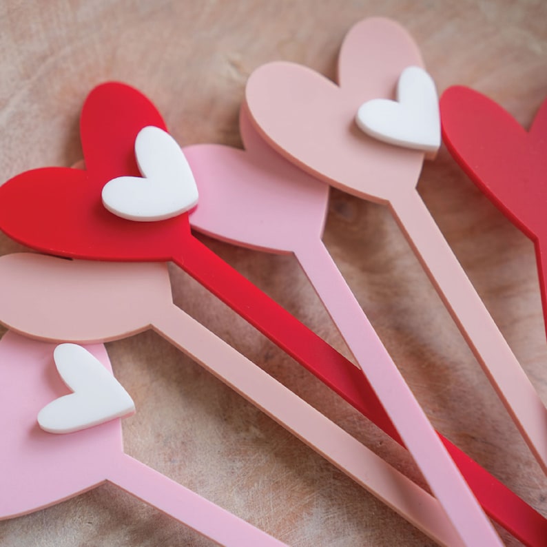Heart Stir Sticks Valentine's Stir Sticks Galentine's Day Swizzle ...
