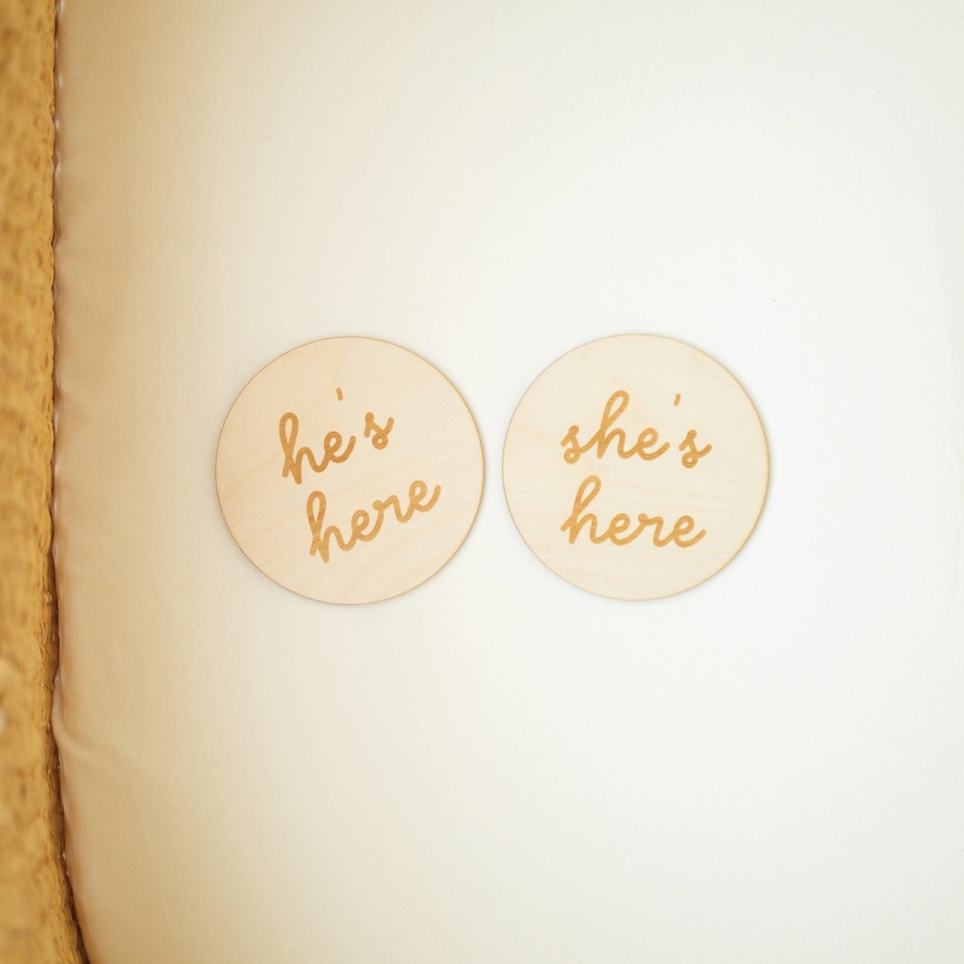 He's Here Sign Birth Announcement She's Here Sign - Etsy