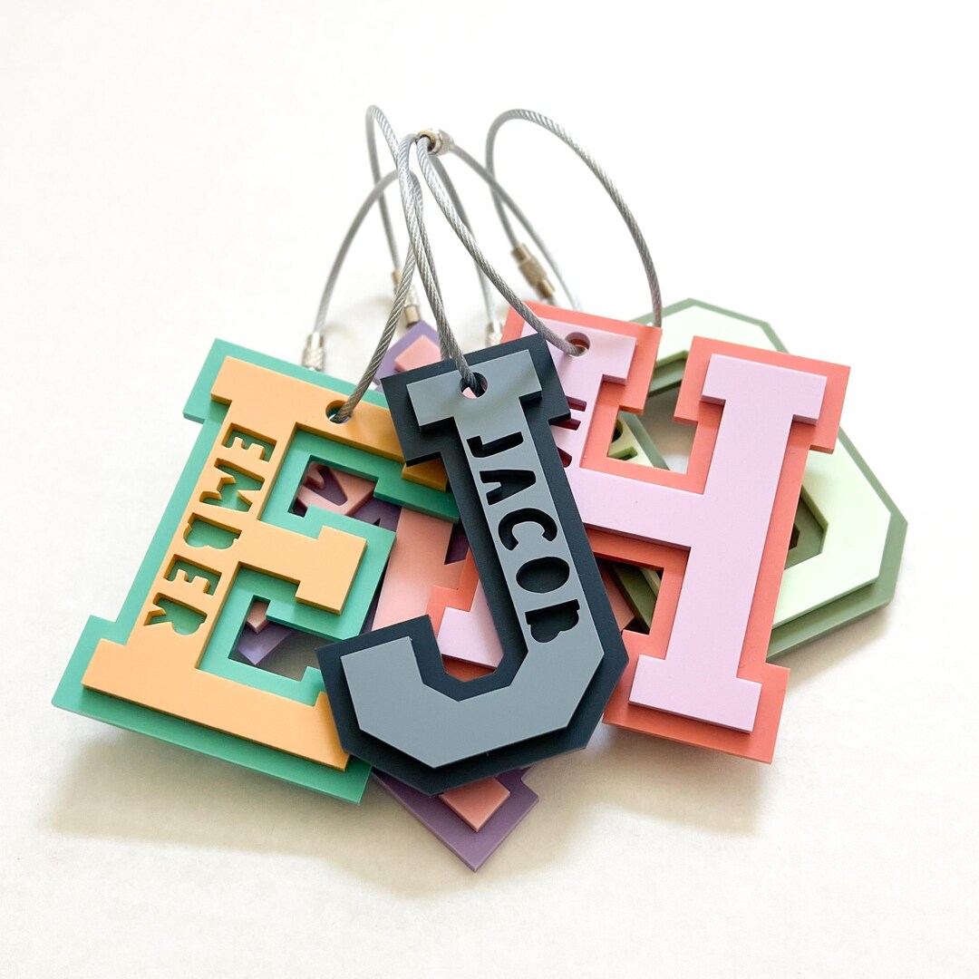 Varsity Letter Backpack Tag Acrylic Bag Tag Backpack Tags Varsity Bag ...