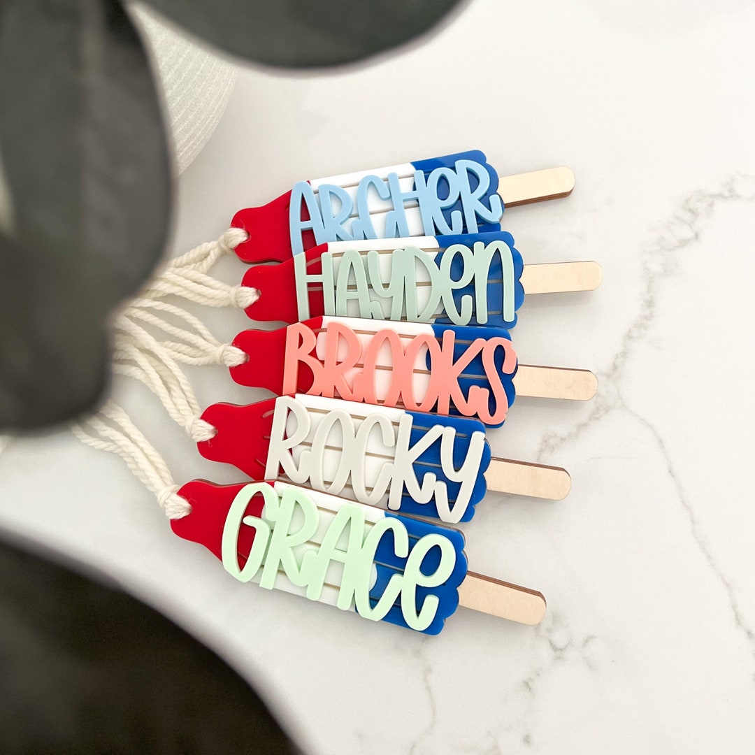 Popsicle Tag Fourth of July Basket Tag Kids Name Tag 4th of July Tag ...