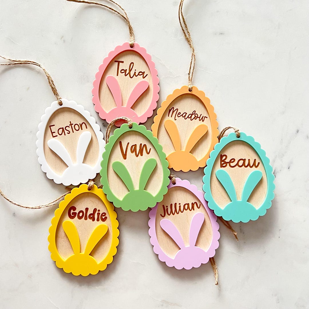 Scalloped Bunny Tag Easter Basket Tags Bunny Tags Easter Gifts Name ...