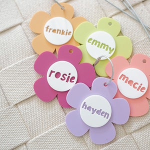 Daisy Bag Tag Acrylic Bag Tag Kids Backpack Tag Lunch Box Bag Tag Retro ...