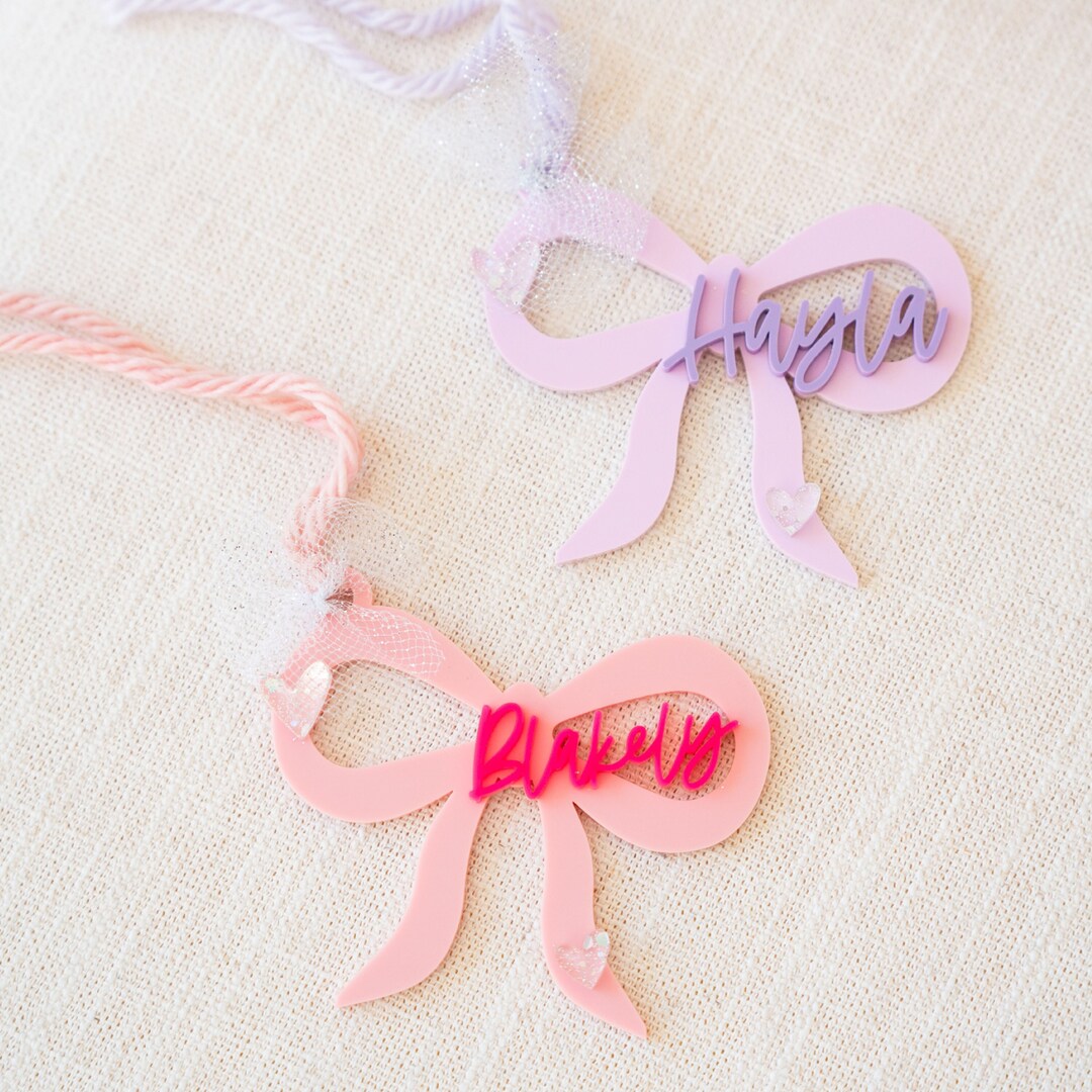 Acrylic Bow Tag Valentine's Day Basket Tag Personalized Valentine's Day ...