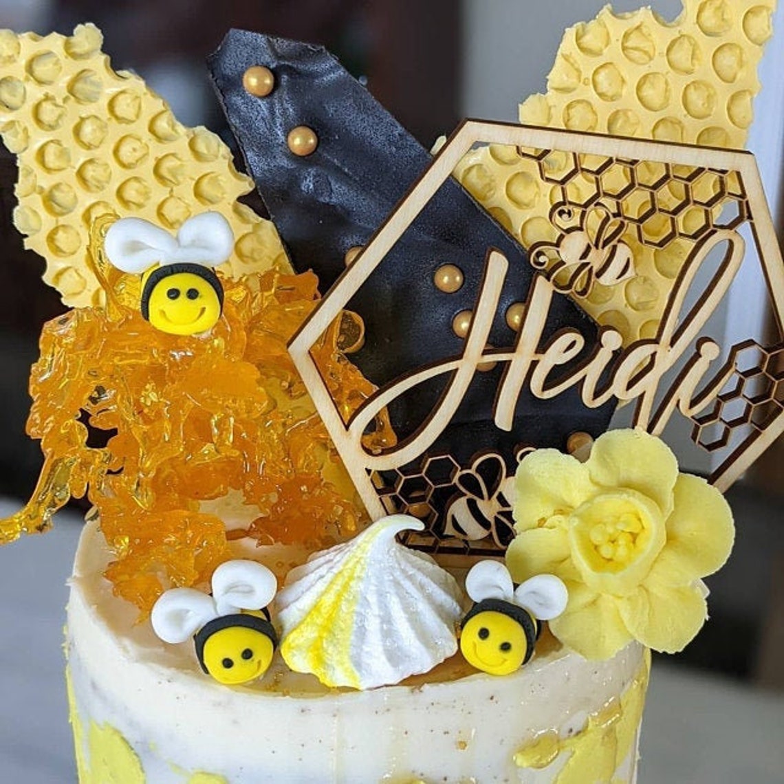 Custom Name Cake Topper Bumble Bee Birthday Cake Topper - Etsy