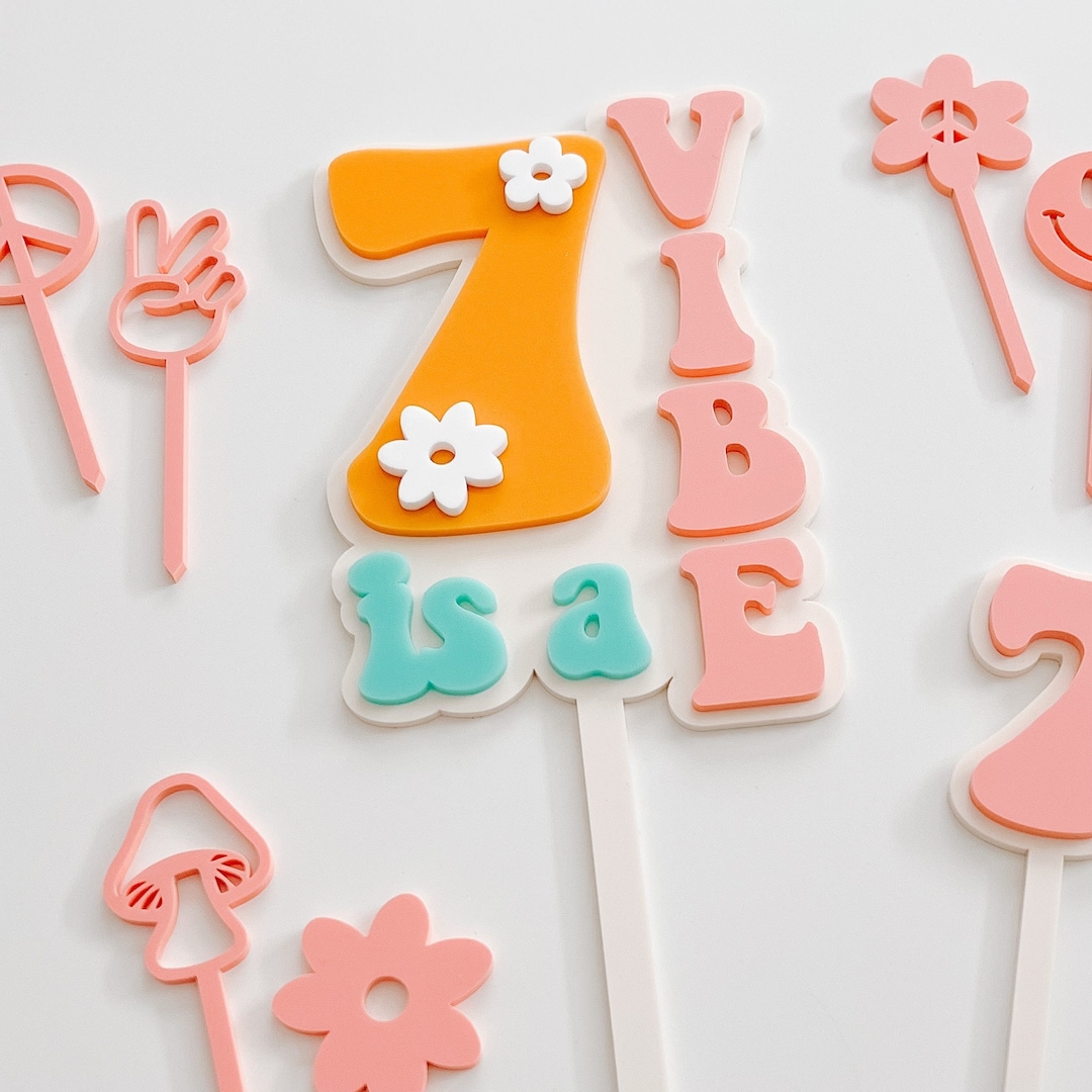 Retro Cake Topper 7 is A Vibe Cake Topper Groovy Cake Topper 5 is A ...
