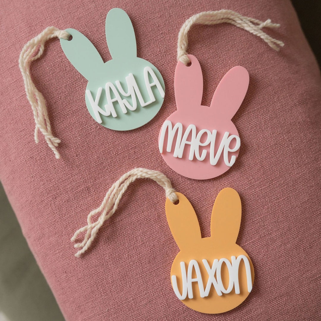 Easter Basket Tags Bunny Tags Easter Tag Name Tags Easter Basket Custom ...