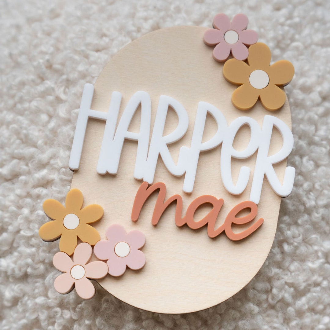 Baby Name Sign Hello My Name is Sign Name Announcement Retro Name Sign ...