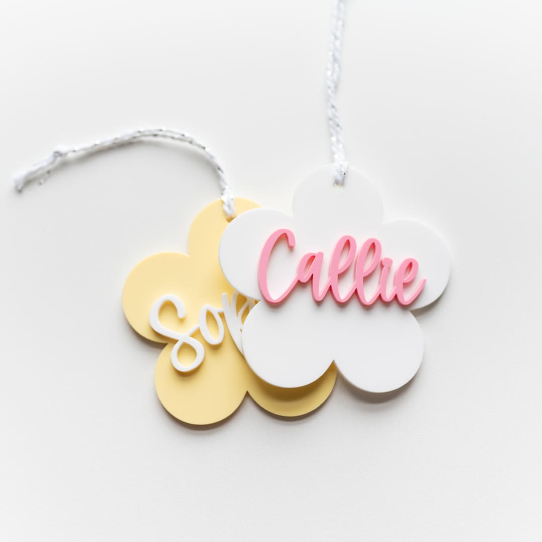 Acrylic Daisy Hang Tag Personalized Daisy Name Tag Kids Name Tag Summer ...